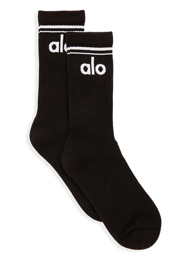 Alo Yoga Throwback Socks - Black/white