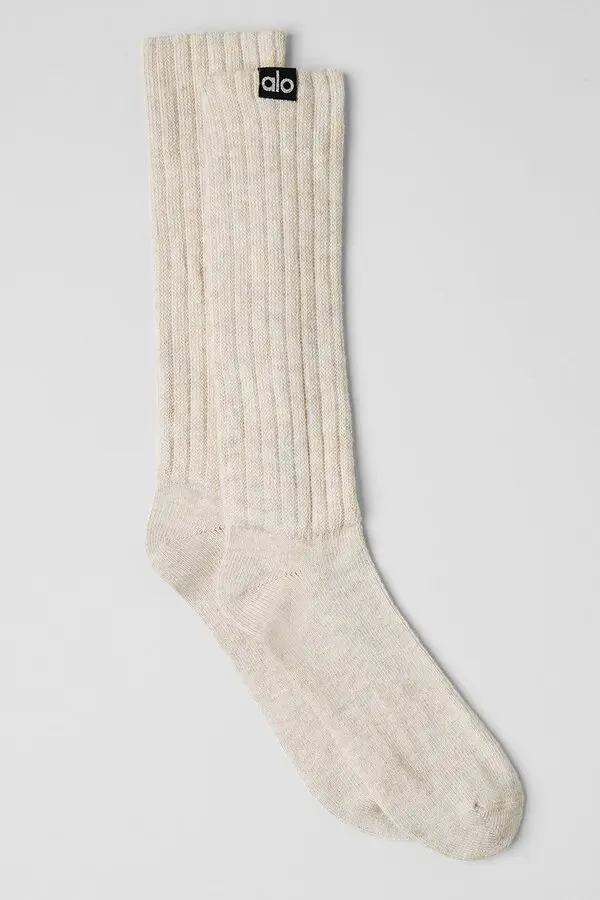 Alo Yoga Scrunch Socks - Oatmeal Heather
