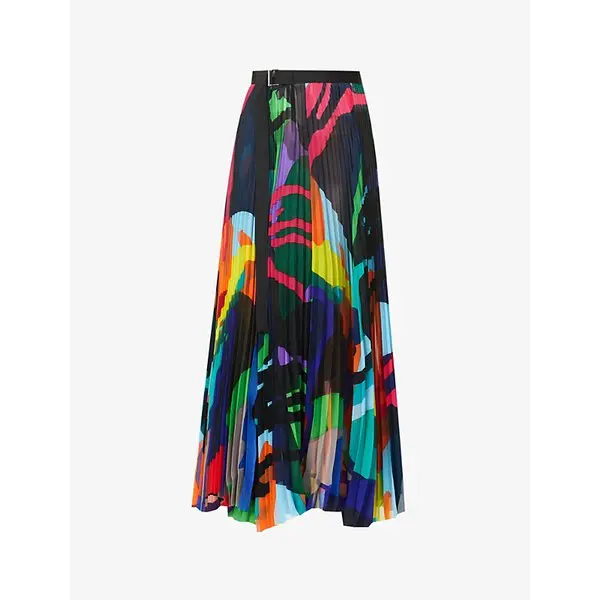 Sacai X Kaws Graphic-print Crepe Midi Skirt