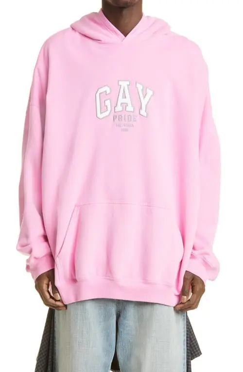 Balenciaga Gay Pride 2021 Oversize Hoodie In Light Pink 66% Off