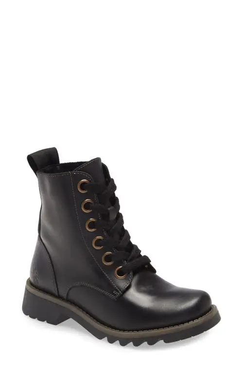 Fly London Ragi Combat Boots - Black Leather