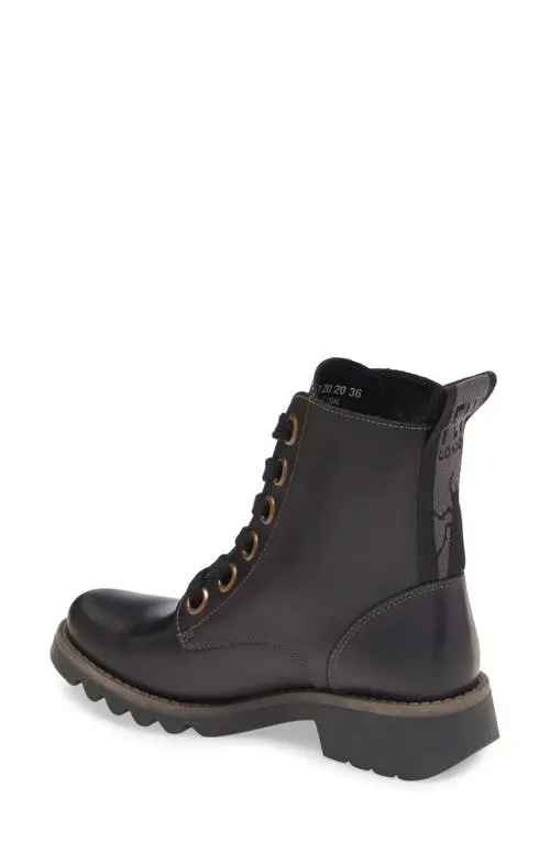 Fly London Ragi Combat Boots - Black Leather