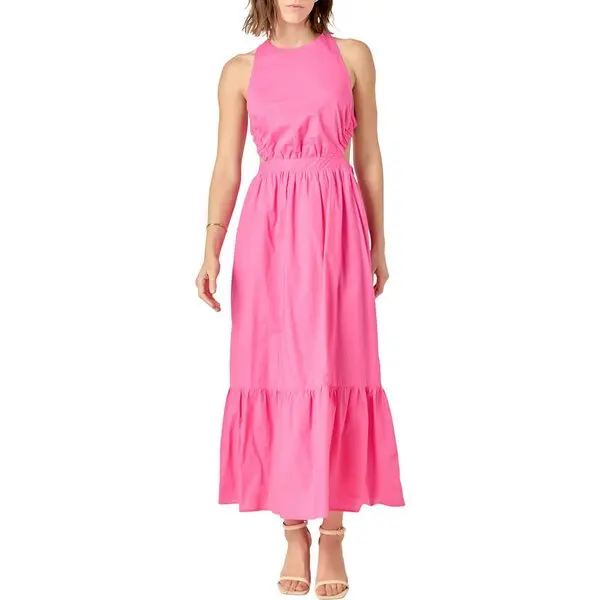 English Factory Open Back Dress - Fuchsia