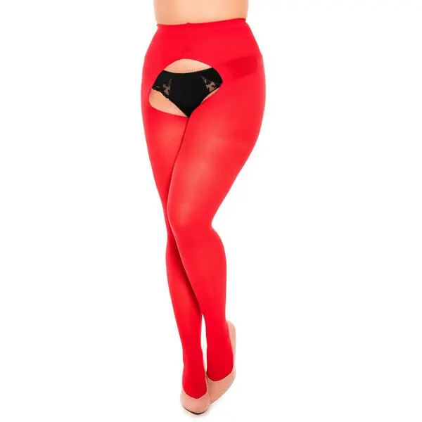 GLAMORY HOSIERY Ouvert 60 Suspender Tights - Red