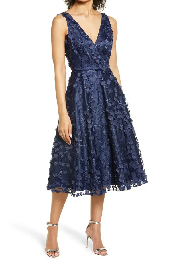 Eliza J 3d Appliqué Fit & Flare Dress