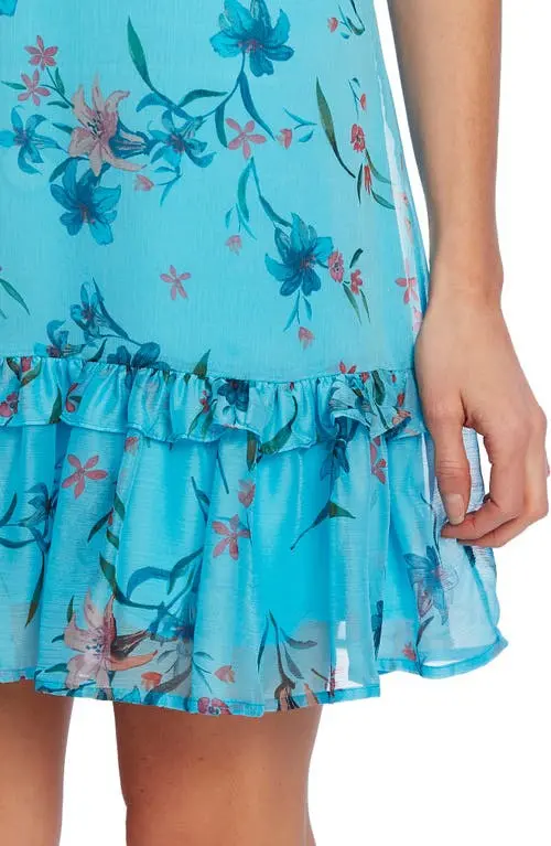 CECE DUPRAZ Floral Flutter Sleeve Shift Dress