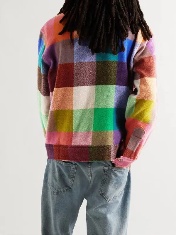 THE ELDER STATESMAN Wonderland Checked Cashmere Jacket