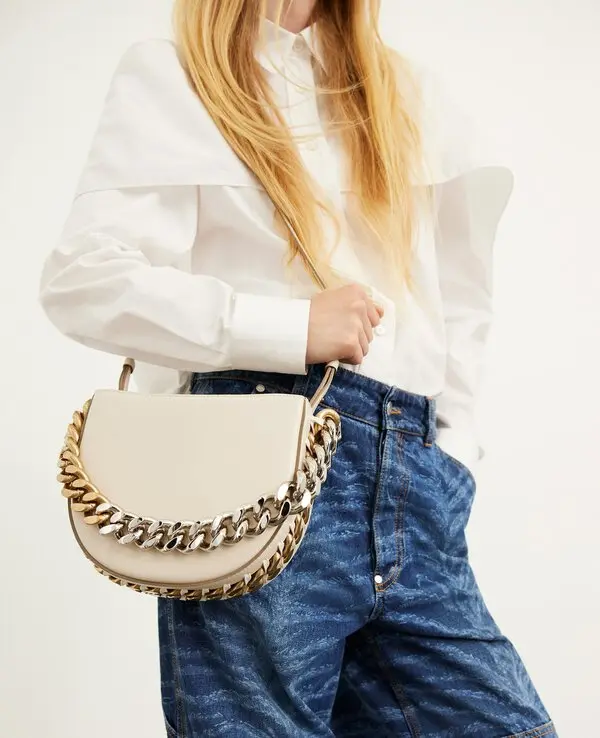Stella McCartney Frayme Small Shoulder Bag - White