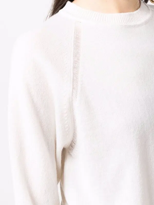 BARRIE Rib-trimmed Cashmere Jumper - White