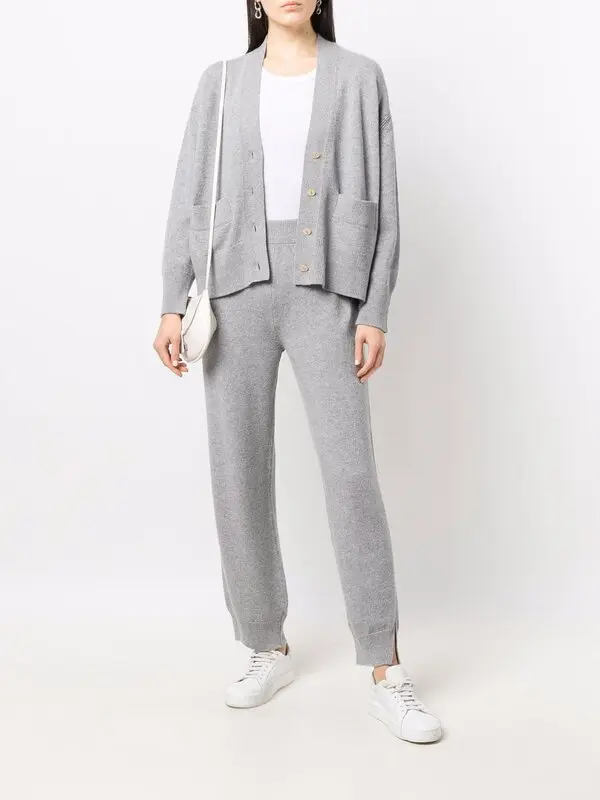 BARRIE Rib-detail Cashmere Cardigan - Grey