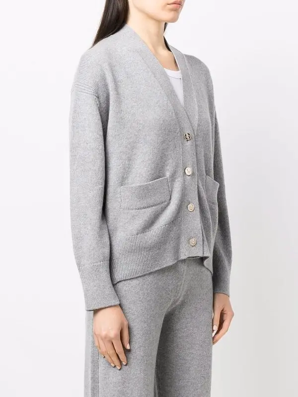 BARRIE Rib-detail Cashmere Cardigan - Grey