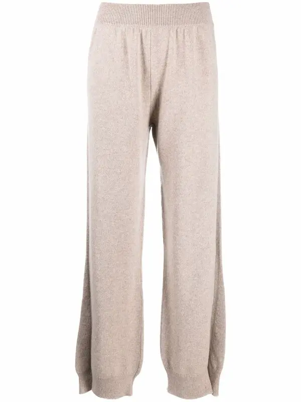 BARRIE Cashmere Wide Leg Trousers - Neutrals
