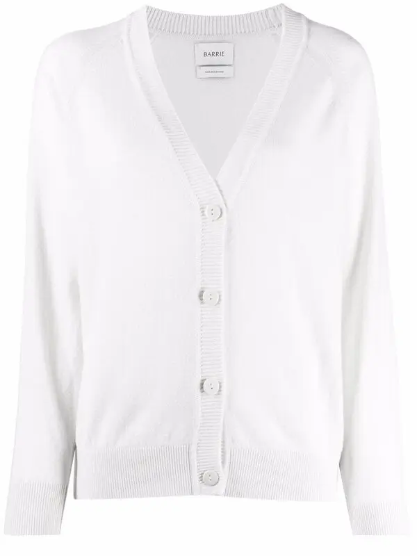 BARRIE Rib-trimmed Cashmere Cardigan - White