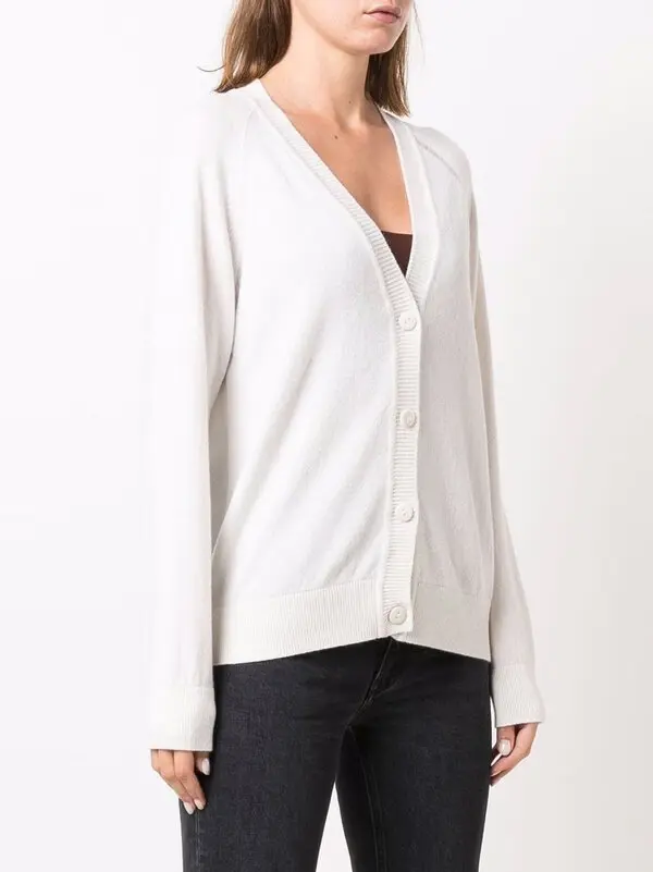 BARRIE Rib-trimmed Cashmere Cardigan - White