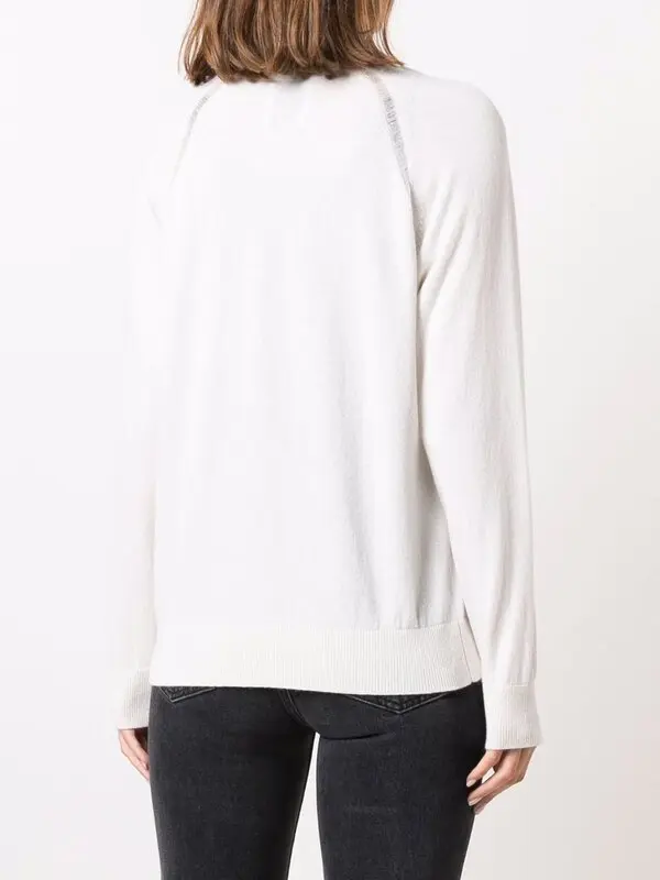 BARRIE Rib-trimmed Cashmere Cardigan - White