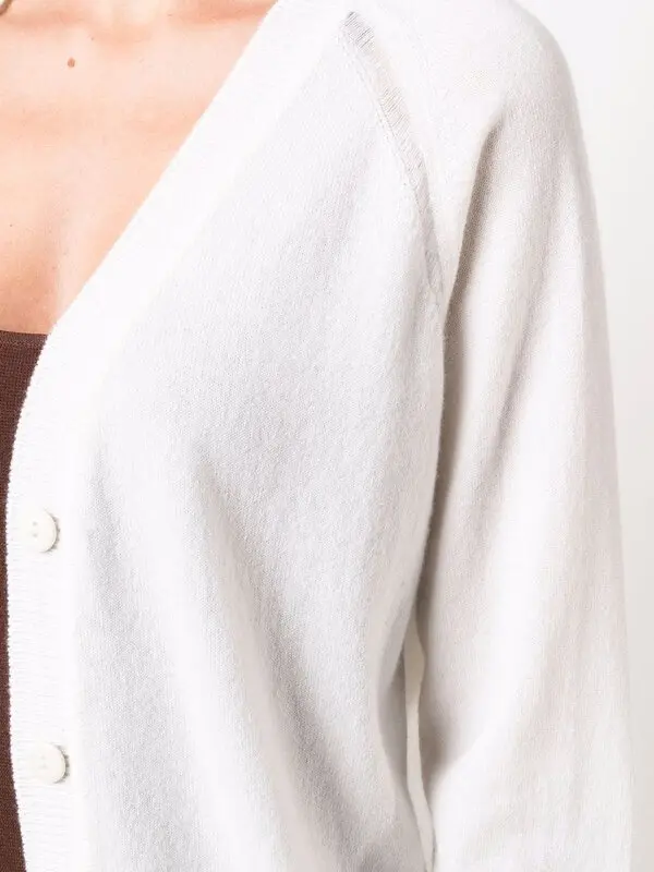 BARRIE Rib-trimmed Cashmere Cardigan - White