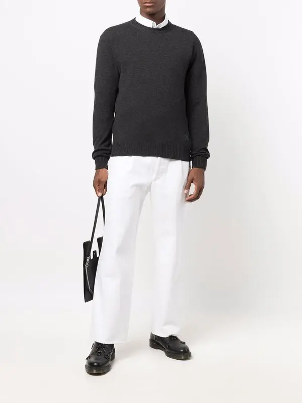 BARRIE B Label Cashmere Jumper - Grey
