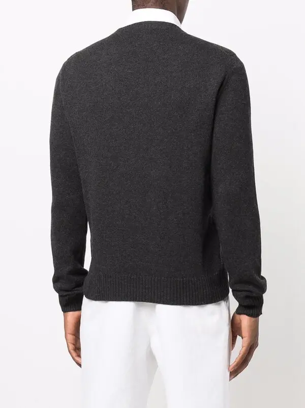 BARRIE B Label Cashmere Jumper - Grey