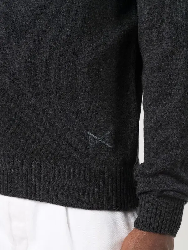 BARRIE B Label Cashmere Jumper - Grey