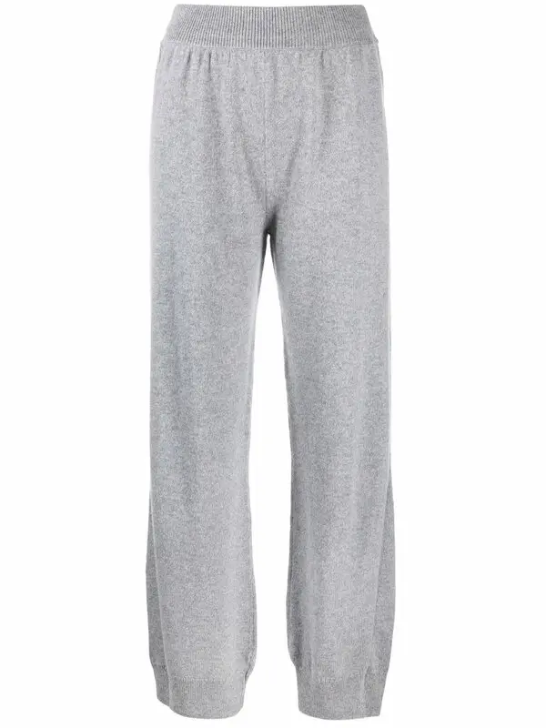 BARRIE Wide-leg Cashmere Trousers With Ribbed Detailing - Grey