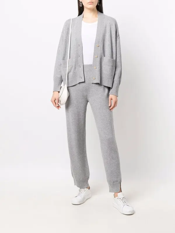 BARRIE Wide-leg Cashmere Trousers With Ribbed Detailing - Grey