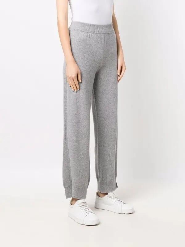 BARRIE Wide-leg Cashmere Trousers With Ribbed Detailing - Grey
