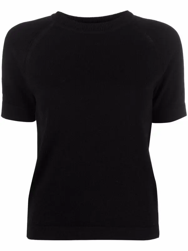 BARRIE Short-sleeve Cashmere Top - Black