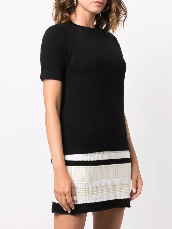 BARRIE Short-sleeve Cashmere Top - Black