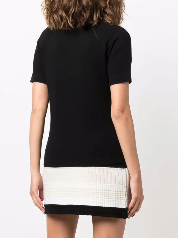 BARRIE Short-sleeve Cashmere Top - Black