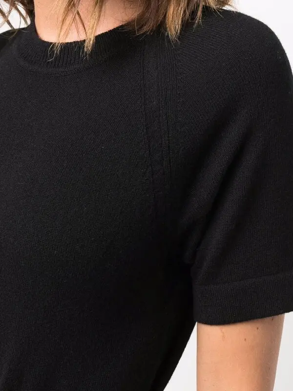BARRIE Short-sleeve Cashmere Top - Black