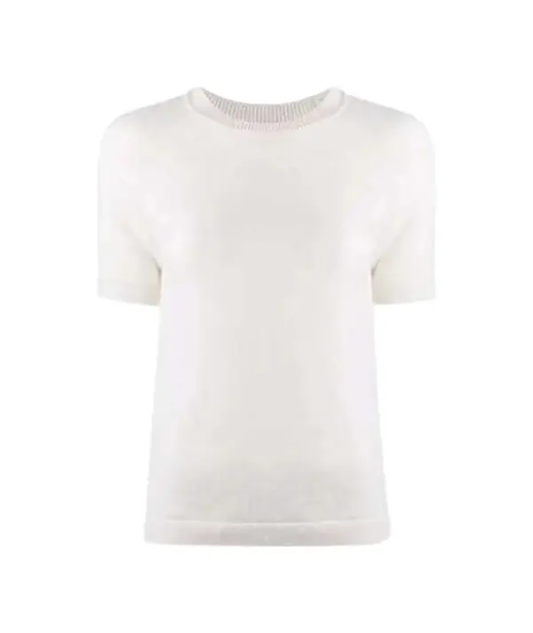 BARRIE Short-sleeve Cashmere Top - White