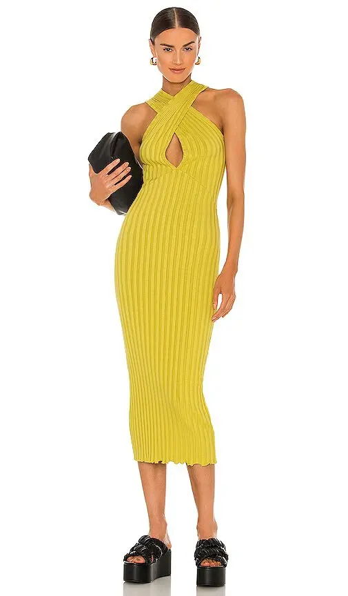 strapless open back dress Simon Miller // Teal Ribbed Maxi Dress – VSP Consignment main image 1