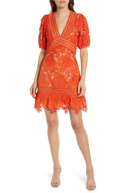 Adelyn Rae 3d Lace A-line Dress - Coral