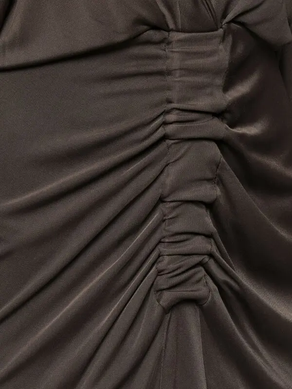 long sleeve brown velvet dress Brown Embellished Long Sleeve Velvet Trim A-Line Midi Dress main image 0