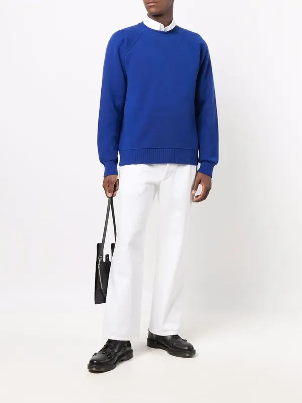 BARRIE Crewneck Cashmere-cotton Sweatshirt - Blue