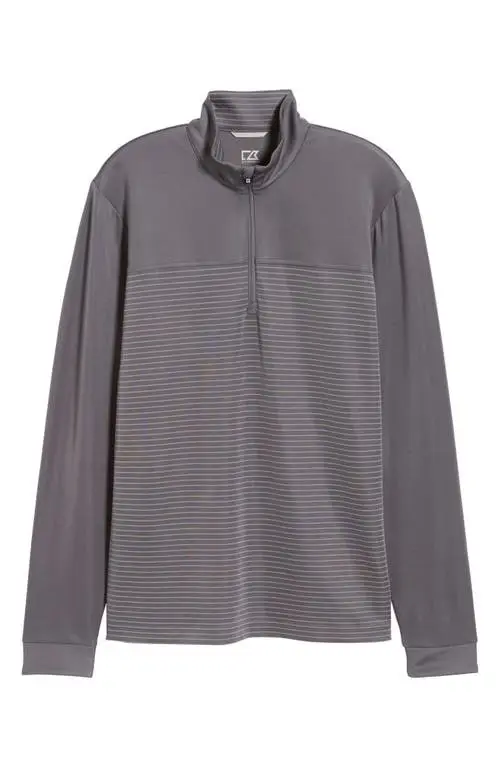 Cutter & Buck Traverse Stripe Quarter Zip Pullover - Elemental Grey