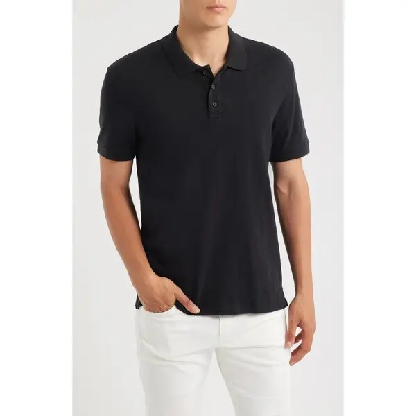 Vince Cotton Slub Jersey Polo - Black