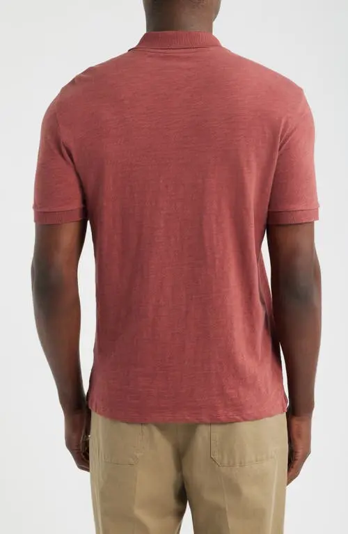 Vince Cotton Slub Jersey Polo - Red Rock
