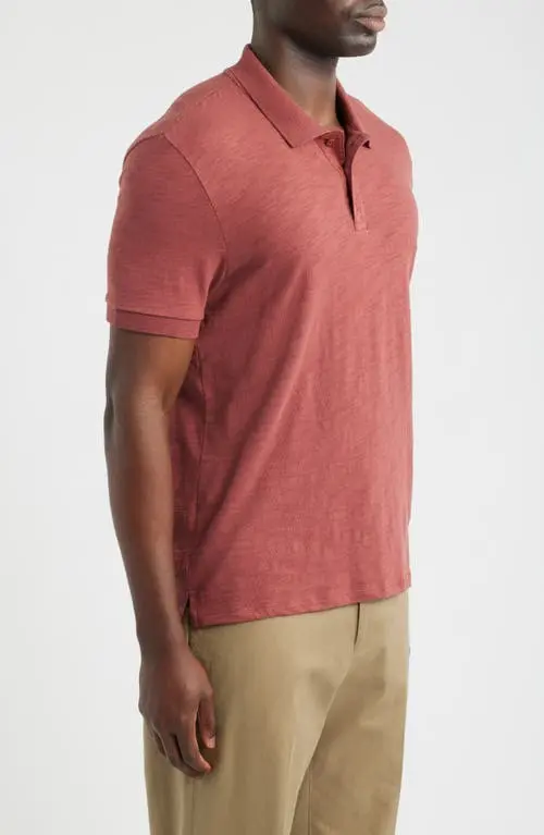 Vince Cotton Slub Jersey Polo - Red Rock