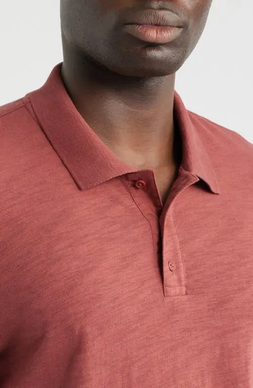 Vince Cotton Slub Jersey Polo - Red Rock