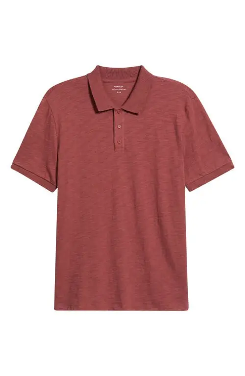 Vince Cotton Slub Jersey Polo - Red Rock