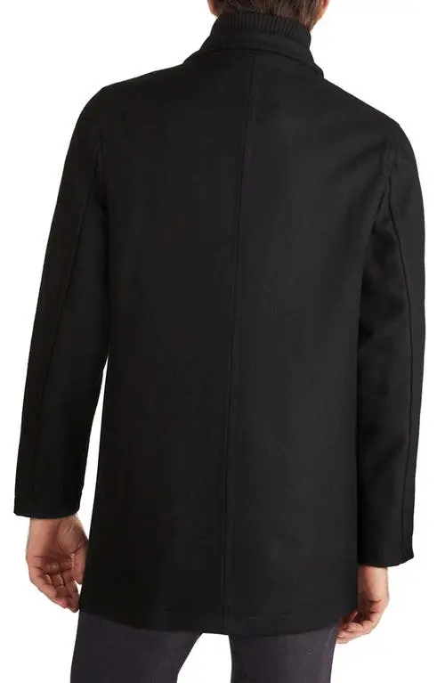 Cole Haan Melton Wool Blend Topcoat - Black