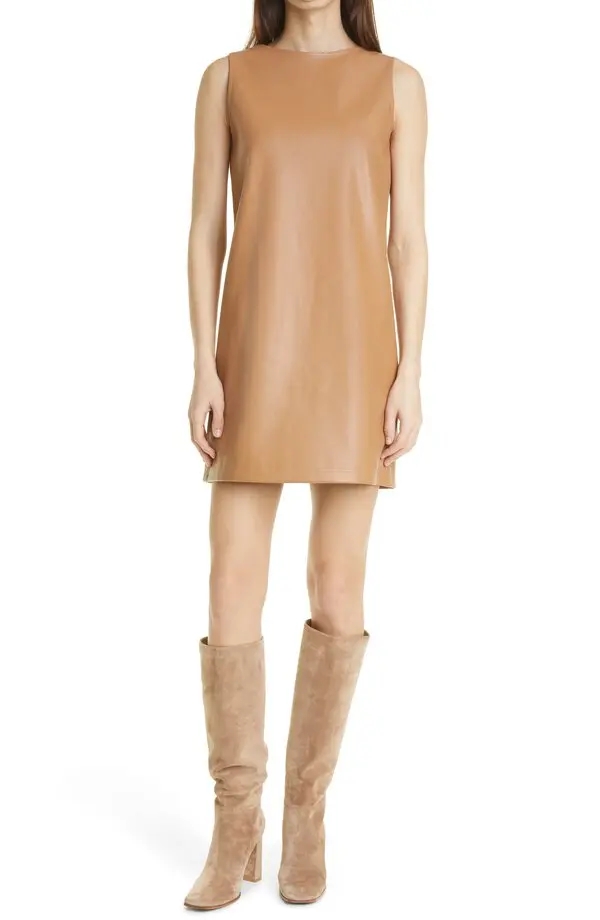 chinese dress ladies Kelly- Leather shift mini dress – T.Tandon main image 0