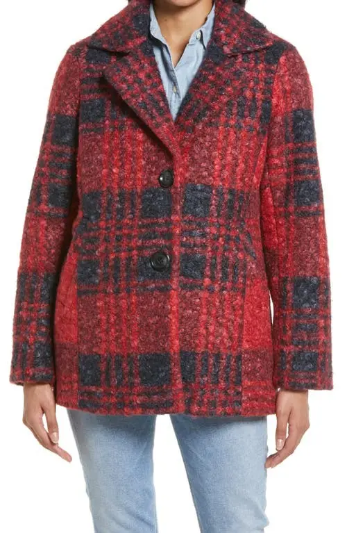 Sam Edelman Plaid Bouclé Coat