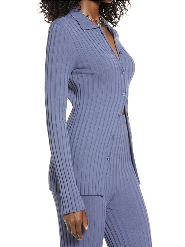 OPEN EDIT Ribbed Button-up Cardigan