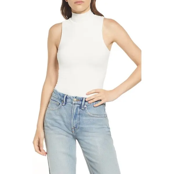 Good American Mock Neck Thong Bodysuit - Ivory001