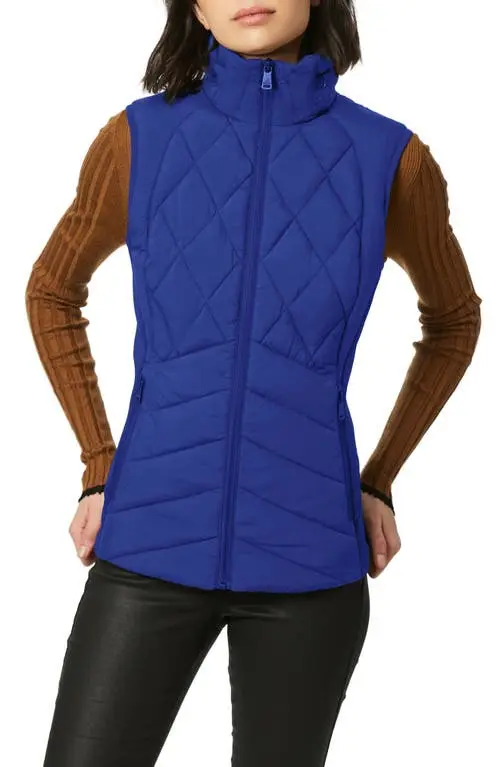 Bernardo Quilted Vest With Stand Collar