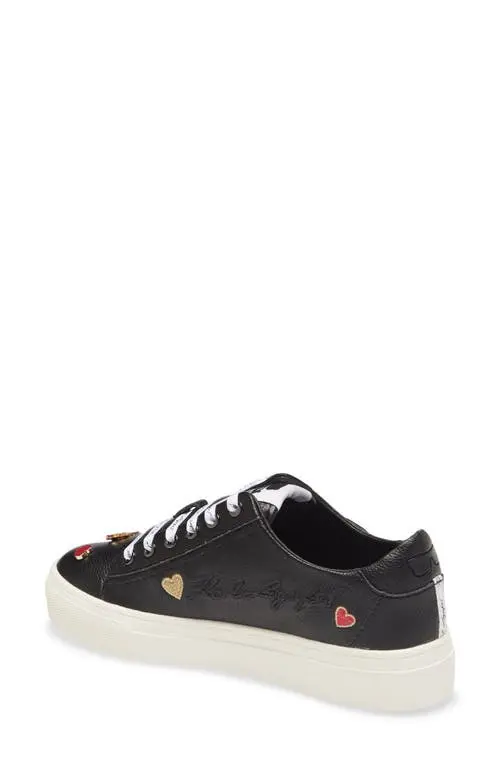Karl Lagerfeld Paris Cate Pin Logo Sneakers - Black Leather