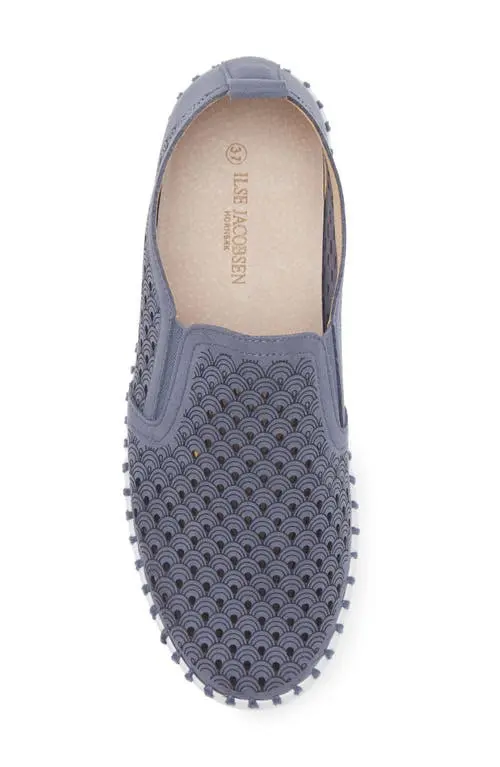 ILSE JACOBSEN Tulip Perforated Slip-on Sneaker - Grey Blue