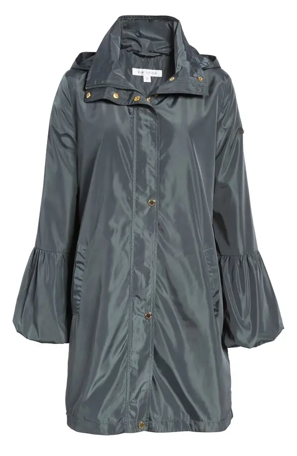 Via Spiga Balloon Sleeve Packable Rain Jacket